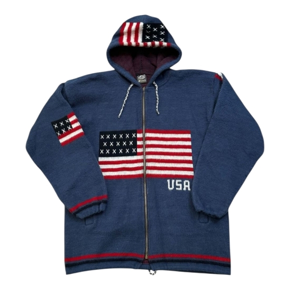 Genesis | Sweaters | Vintage Genesis Xl Flag Sweater Zip Jacket With ...